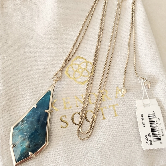Kendra Scott | Jewelry | Kendra Scott Damon Pendant Necklace Aqua Apatite Nwt | Poshmark